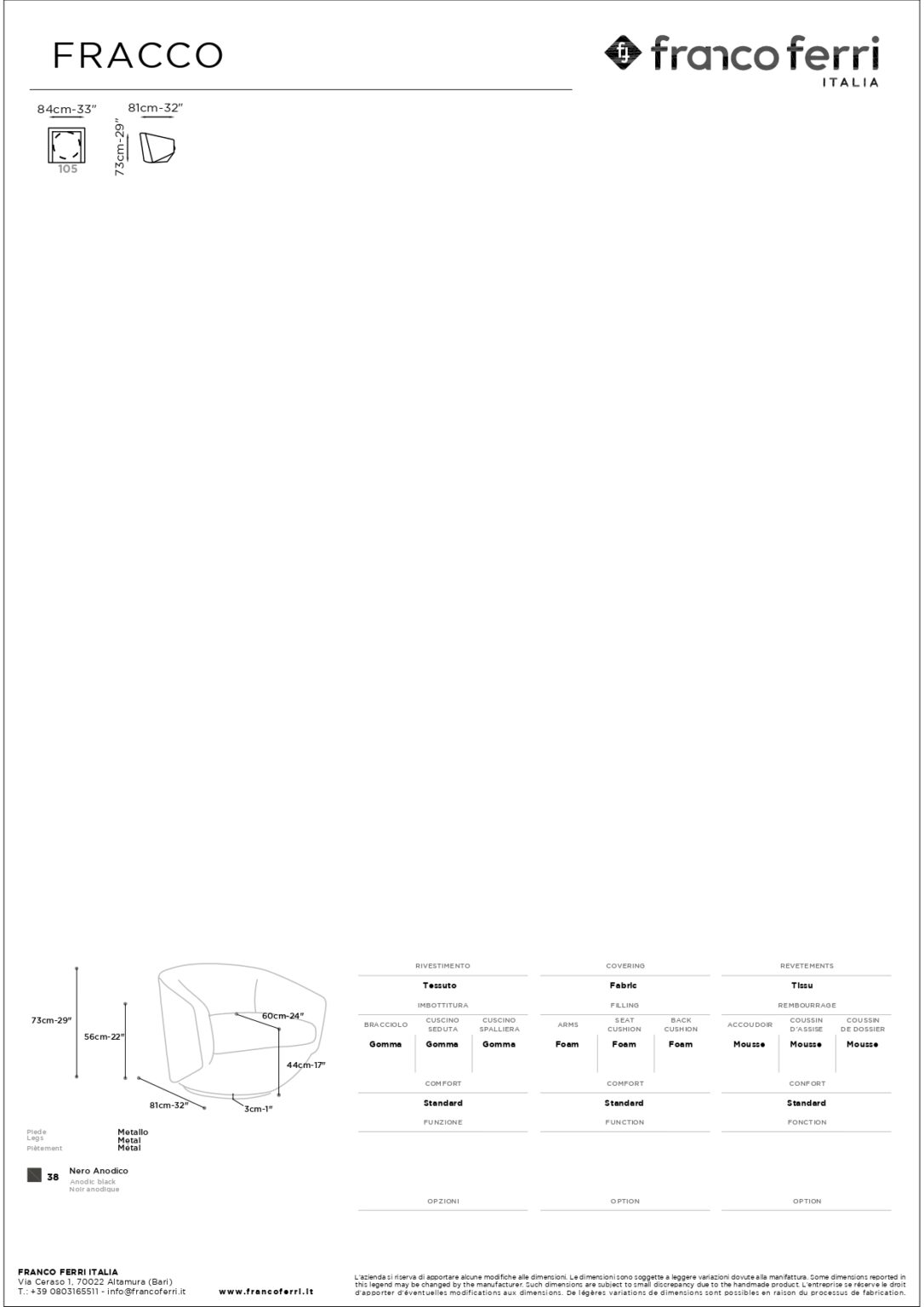 Fauteuil Fracco - Italy meubles